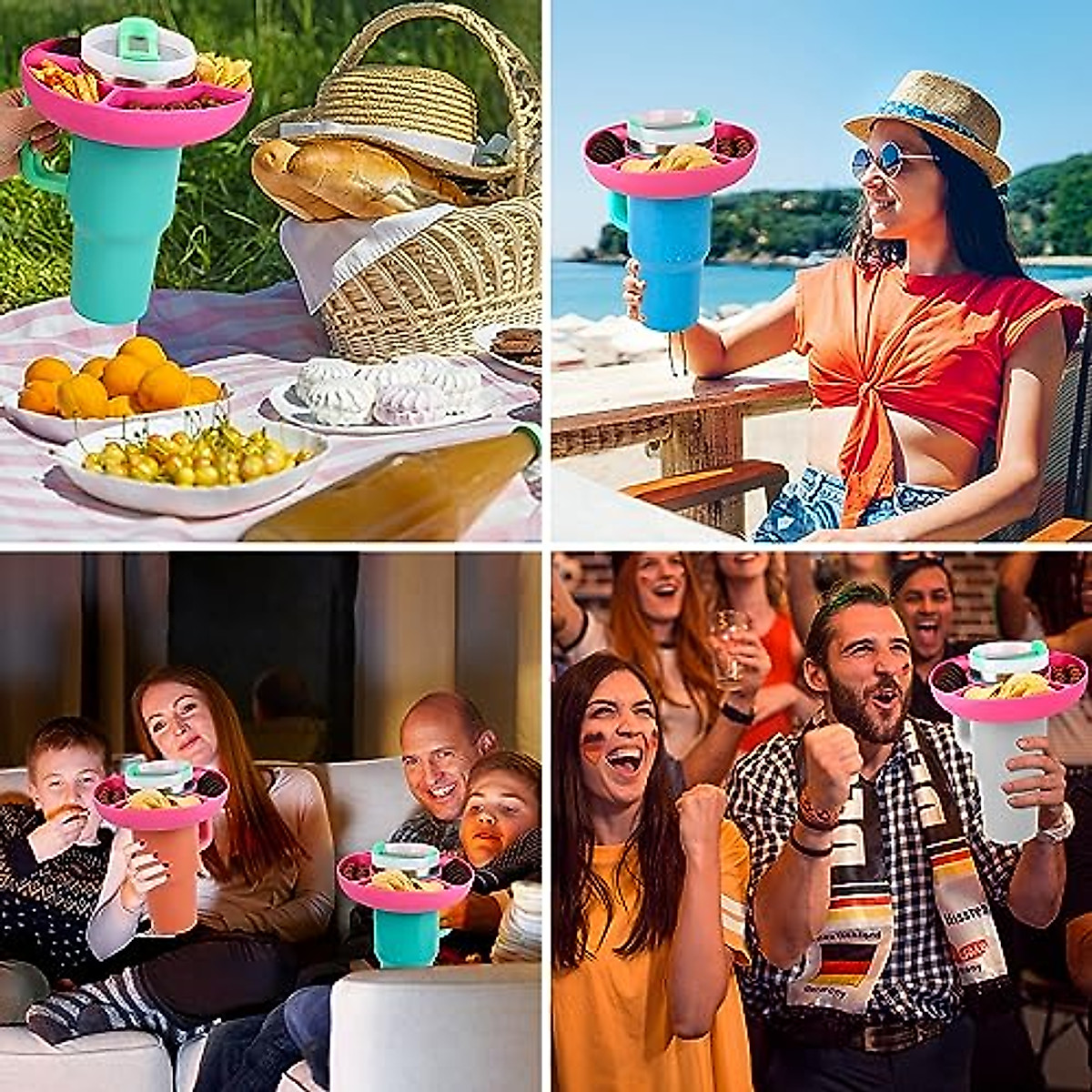 YUBIRD Snack Ring for Stanley Cup, Snack Tray for Stanley Cup 40 Oz, Silicone Snack Bowl Compatible with Stanley 40 Oz, Snack Holder for Stanley Cup (Pink)