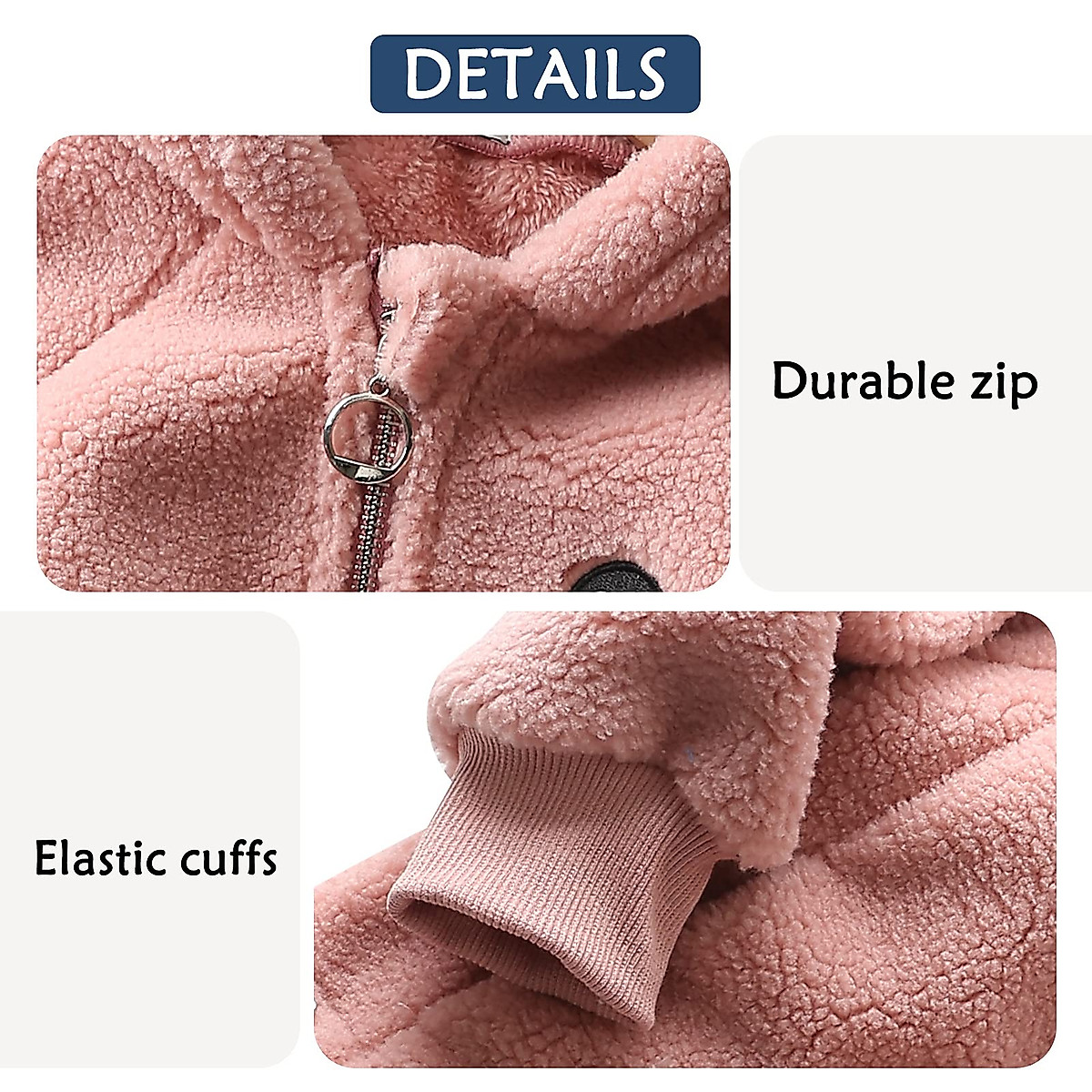 Baby Soft Fleece Sweater Jacket Adorable Cartoon Fleece Jacket Long Sleeve Hooded Jacket Solid Color Outwear Coat Zipper Up for 7-8Years