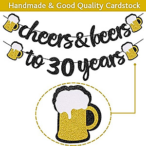 30th Birthday Decorations Kit for Men Women, Cheers to 30 Years Banner with Pom Poms Flowers, 30th Sparkling Hanging Swirl Decorations for 30th Birthday Wedding Party Supplies Decorations