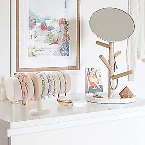 ByKen T-bar Headband Holder Organizer,Hair band Ear Display Stand for Girls(Beige Velvet)