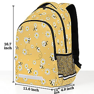 UOYO Bee Backpack for Toddler Girls, Honeybee Daisy School Book Bag with Chest Strap and Reflective Strip Travel Laptop Casual Shoulder Bags Outdoor Hiking Daypack