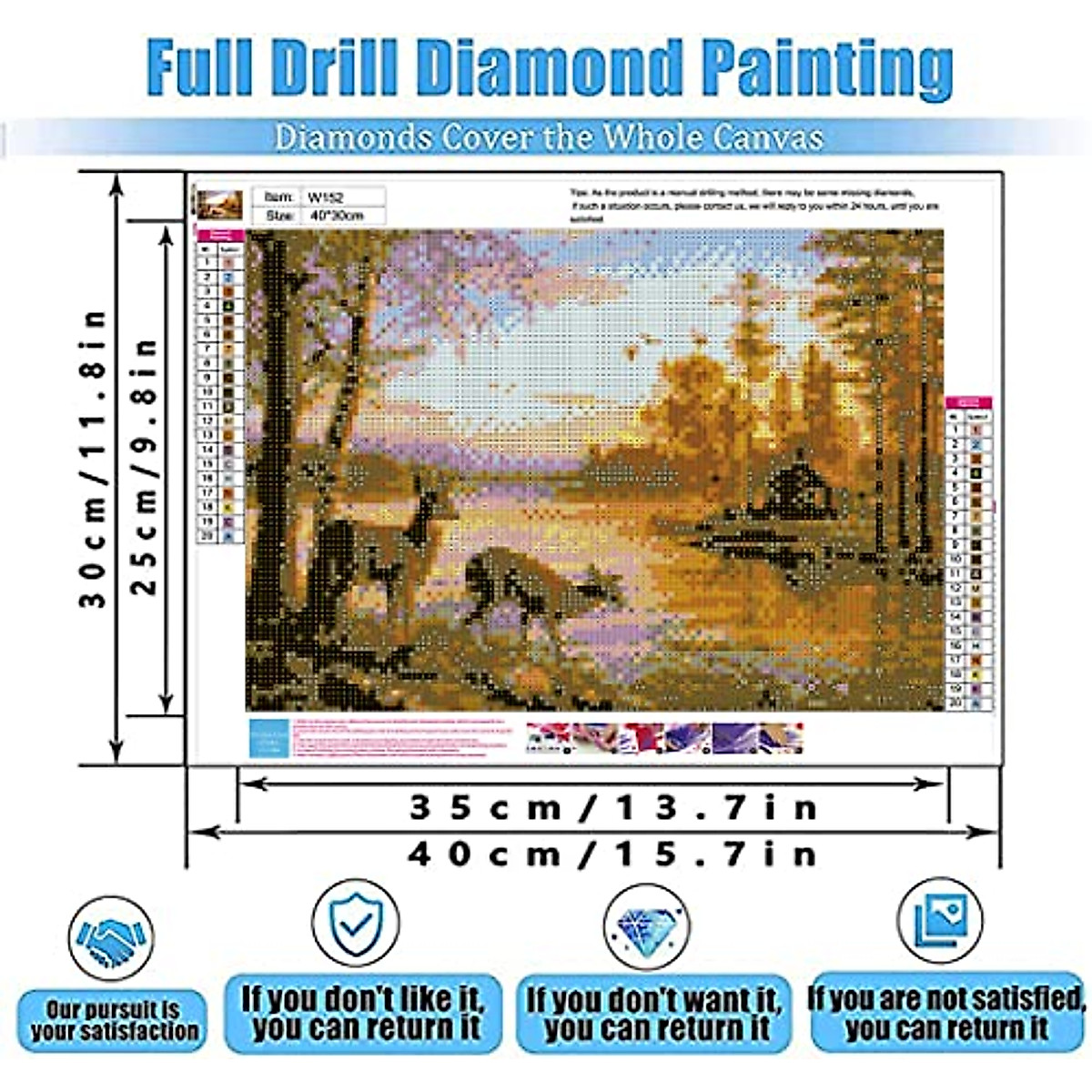 Eiazuiks Diamond Painting Kits for Adults, 5D Full Drill Diamond Art Deer Round Diamond Dots Gem Arts Suitable for Home Wall Decoration 12x16in