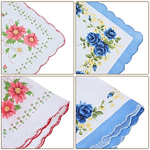30 Pcs Womens Floral Print Handkerchiefs Vintage Soft Cotton Handkerchiefs Bulk