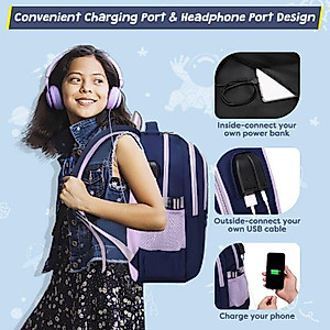 ACESAK Backpack for Girls - Girls Backpack Schoolbag for Girls Kids Children Teens Elementary Middle School Bags, Waterproof Lightweight Kids Bookbag Backpacks Casual Daypack with Lunch Bag Set