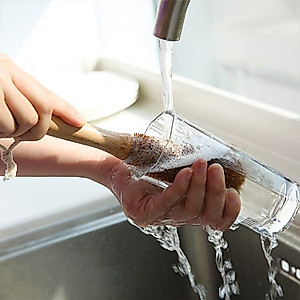 Taakcc 3PCS Cleaning Brush, Bottle Brush, Milk Cup Brush, Coffee Cup Brush, Pot Brush, Natural Coconut Fiber Brush Head, Strong Wooden Handle, Deep Cleaning, Natural Environmental Protection