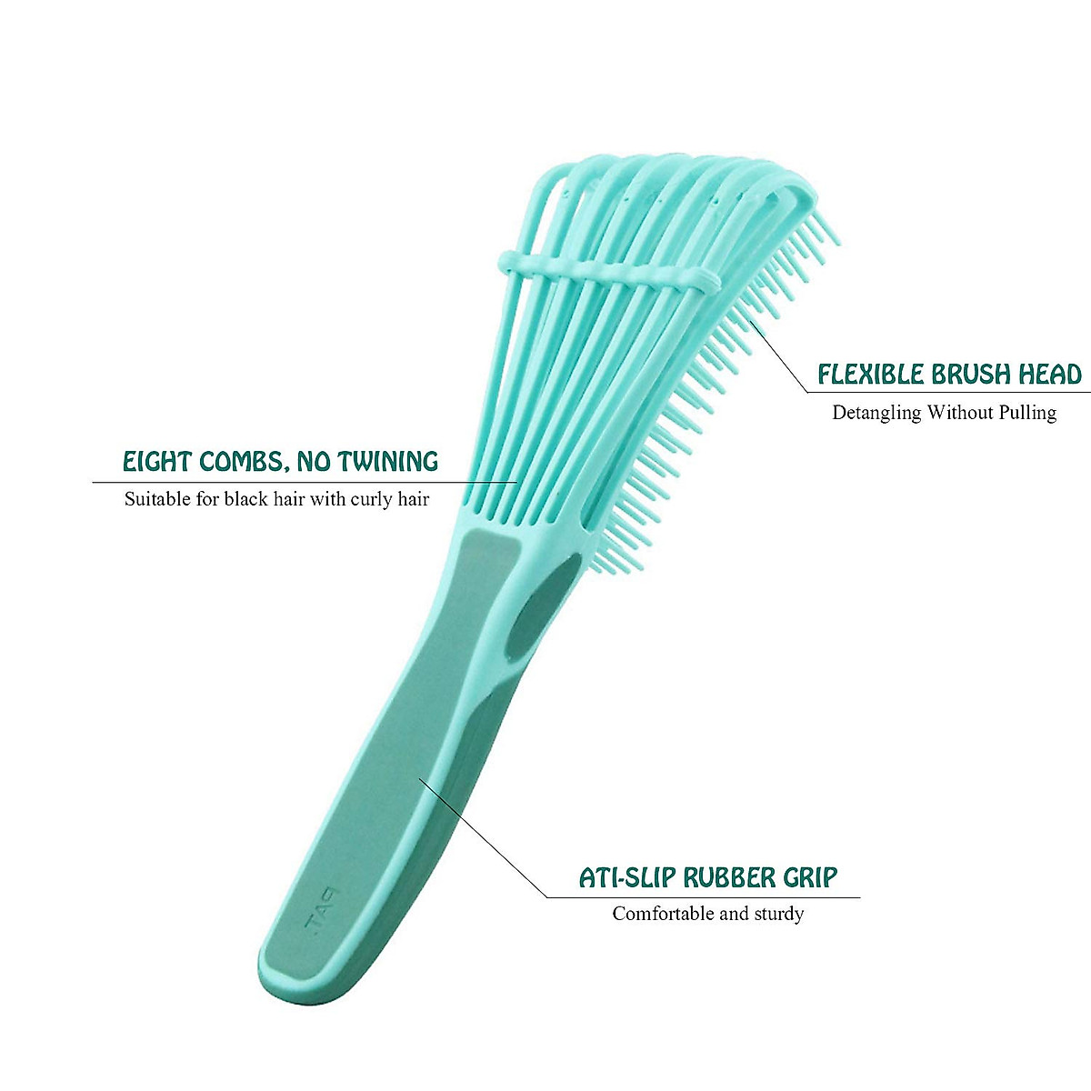Detangling Brush for Curly Hair, Black Hair Detangler, Afro Textured 3a to 4c Kinky Wavy, for Wet/Dry/Long Thick Curly Hair, Exfoliating Your Scalp for Beautiful and Shiny Curls (Green)