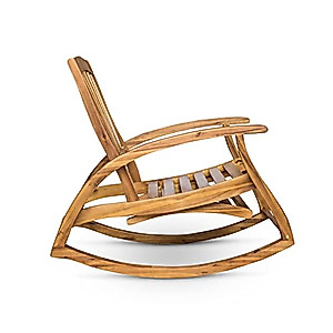 Christopher Knight Home Alva Outdoor Acacia Wood Rocking Chair with Footrest, Teak Finish