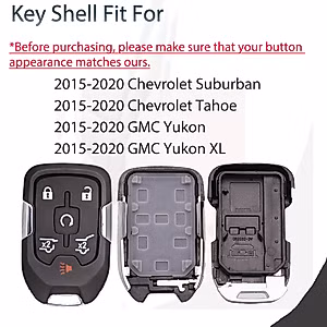 SUPALAND Key Fob Shell Case Replacement Fits for Chevy Suburban Tahoe GMC Yukon 2015 2016 2017 2018 2019 2020 Keyless Entry Smart Remote Control 6 Button Pad Outer Cover