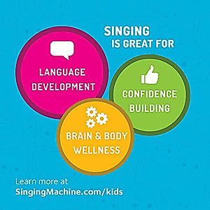 Singing Machine Kids SMK250PP Mood LED Glowing Bluetooth Sing-Along Speaker with Wired Youth Microphone Doubles as a Night Light, Pink/Purple