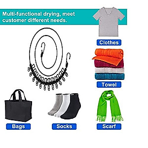 Newraturner 2 Pack Portable Clothesline with 12 Clothespins, Windproof Travel Clothesline Stretchy Retractable Elastic Laundry Clothes Line for Backyard, Vacation Hotel, Balcony Clothes Drying Line