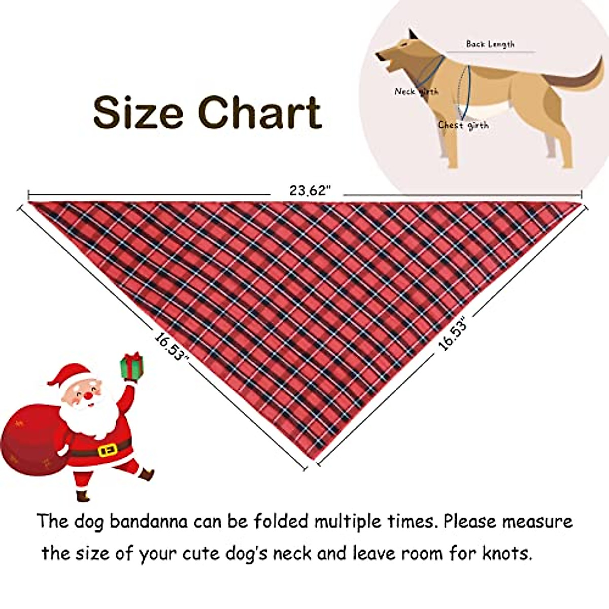 Waghaw My First Christmas Bandana, Dog Christmas Bandana 2 Pack Plaid Pets Bandana for Small Medium Large and Extra Large Dogs（3005-S）