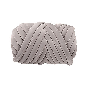 Velvet Chunky Yarn Bulky Giant Arm Knitting Yarn, Super Soft Tubular Weight Jumbo Yarn,DIY Crochet Hand Knitting Thick Yarn for Blanket,Pet Bed, Rugs Pillow,Handbag(2.2lb-Light Gray)