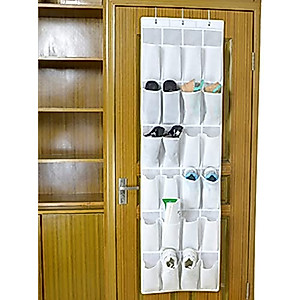 24 Pockets Shoe Organizer Over the Door Wall Mounted Hanging Storage Bags Tidy Closet Home Bedroom Space Saver Caddy Organiser Rack Shelf Holders Household Wardrobe Accessory