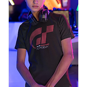 Ripple Junction Gran Turismo Men’s Short Sleeve T-Shirt Racing Academy PlayStation Inspired Game Movie Logo Large Black