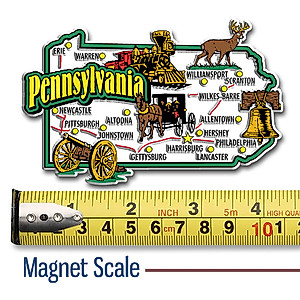 Pennsylvania Jumbo State Magnet by Classic Magnets, 4.3" x 2.7", Collectible Souvenirs Made in The USA
