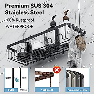 MakeFit Shower Caddy 5 Pack, Adhesive Shower Organizer Storage for Bathroom & Kitchen, Large Capacity No Drilling Rustproof Stainless Steel Bathroom Organizer, Shower Shelves Rack for Inside Shower