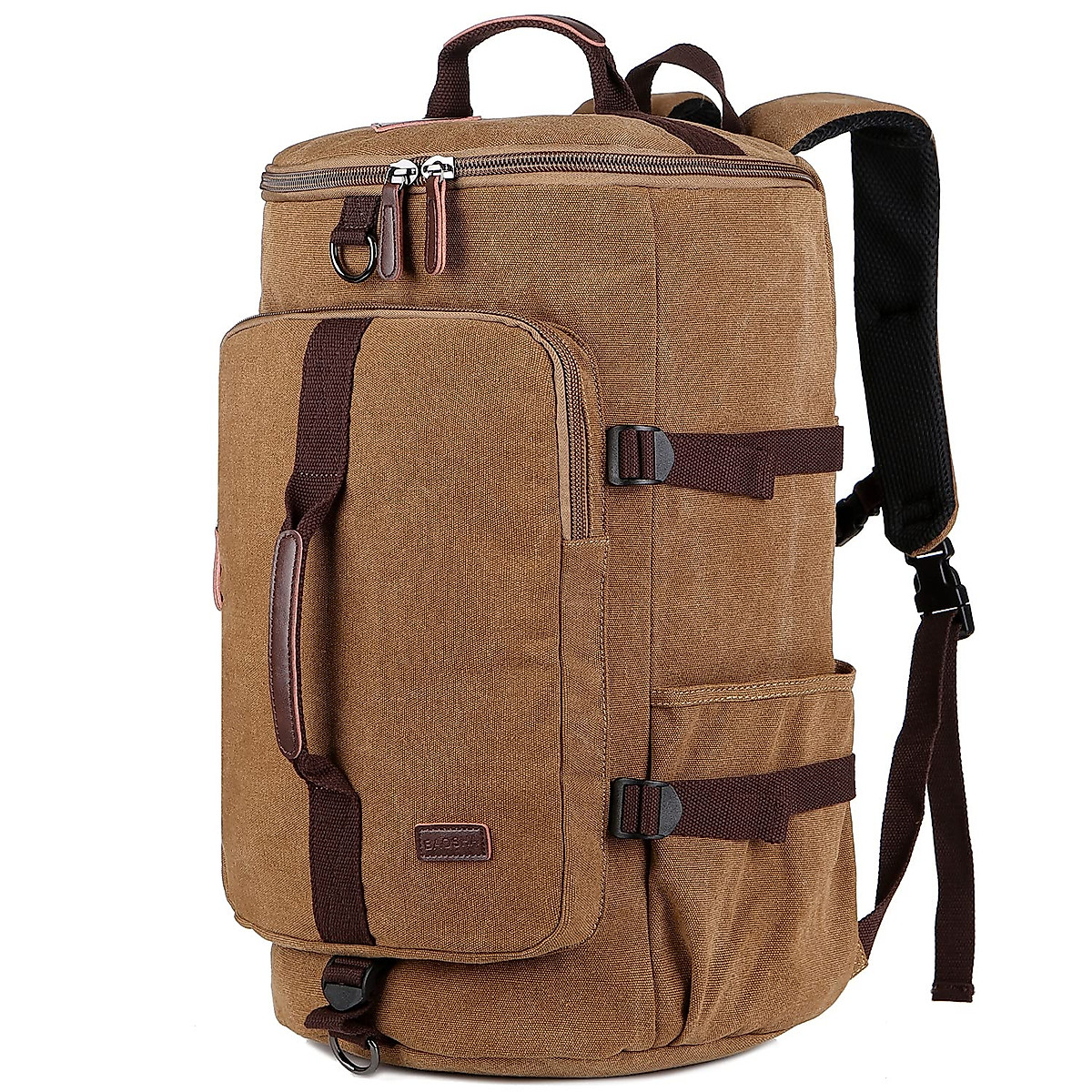 Baosha Canvas Weekender Travel Duffel Backpack Hybrid Hiking Rucksack Laptop Backpack for Outdoor Sports Gym HB-26(Coffee)