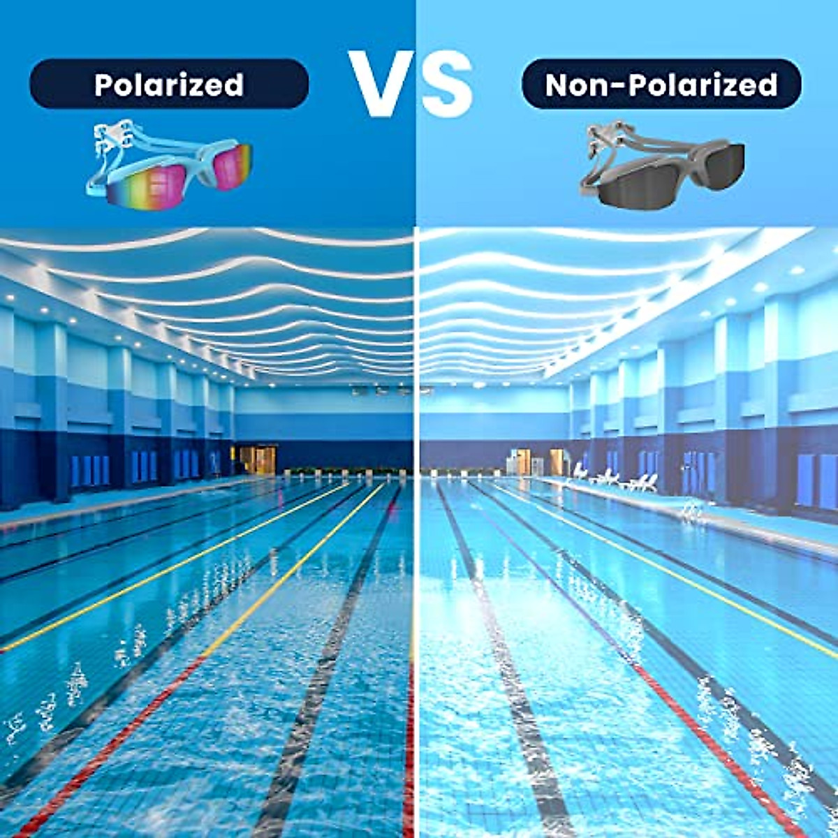 Nabevin Unisex-Adult Swim Goggles Full Protection Vanquisher 2.0 Polarized Anti-fog Anti-ultraviolet