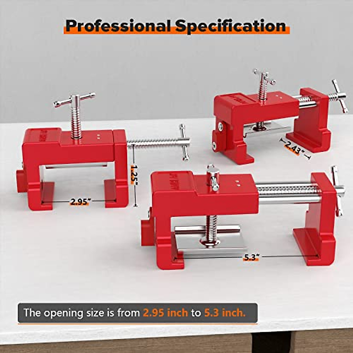 Cabinet Clamps, Cabinet Installation Clamps Cabinetry Clamps Cabinet Face Frame Clamps Cabinet Tools with Two Side Screws and Alignment Plate, 2 Pack, Red