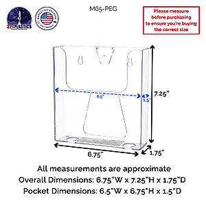 Marketing Holders 12 Pack Peg Board 6.5" W Brochure Holder Pamphlet Display Catalog Booklet Maps Literature Printed Material Menu Clear Acrylic
