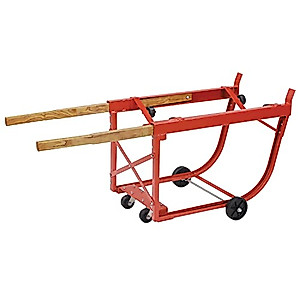 Global Industrial Heavy Duty Rotating Drum Cradle with Wood Handles & Polyolefin Wheels, 30 or 55 Gallon Capacity