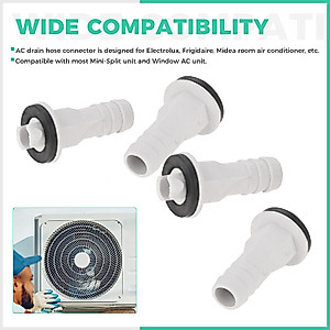 4Pcs 0.6 Inch 15mm Air Conditioner Drain Hose Connector Straight Fitting Window AC Drain Adapter with Rubber Ring