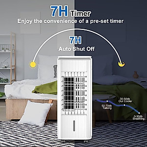 Portable Air Conditioner Evaporative Cooler Ac Unit,BEBEGINE Swamp Cooling Fan Without Hose,3-IN-1 Windowless Ventless for Room Offices,Remote,3 Speed,Water Tank,3 Ice Pack Large