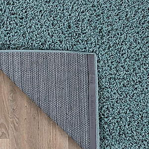 Rugshop Solid Cozy Plush Shag Area Rug 5' x 7' Blue