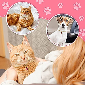 TIESOME Rhinestones Pendant Pet Collars, Adjustable Metal Drop Cat Dog Collar Necklace Crystal Diamond Elastic Collar with Pendant for Pet (Red)