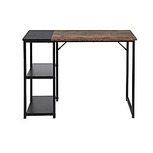Homy Casa Inc Black Brown Wood Top Contemporary Writing Table with 2 Storage Shelves for Home Office Study Computer Desk, L39.3 x W18.9 x H29.1