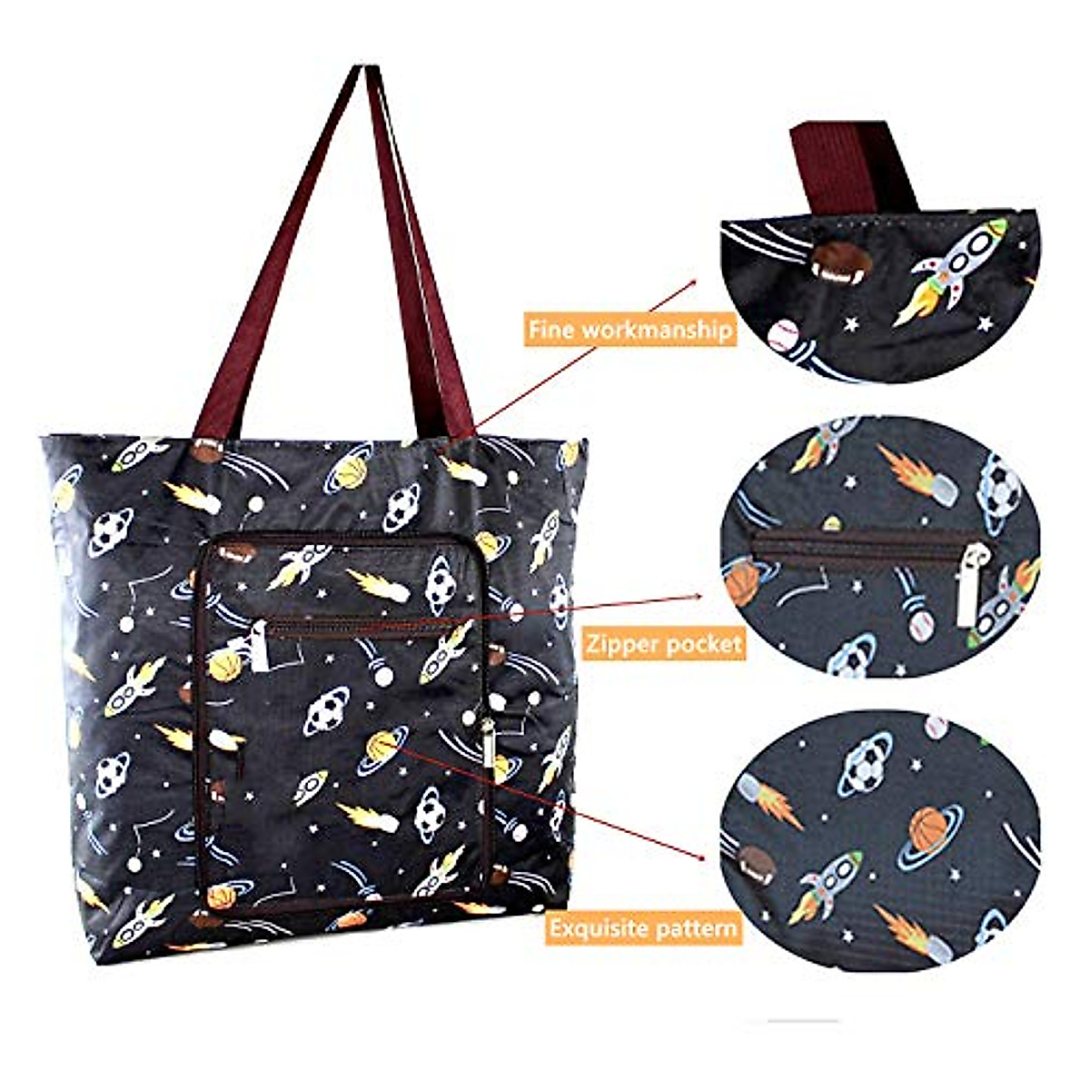 Reusable Grocery Shopping Bags Set of 2 Recycling Shopping Totes with Long Handles Foldable Washable Heavy Duty Large Waterproof Shopper Baggies With Zipper Large Daily Use Bags For Working Traveling…