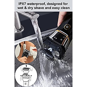 Men's Foil Electric Shavers, Electric Razor for Men Cordless USB-C Rechargeable Shaver with Pop-up Trimmer, Waterproof Wet and Dry Foil Razor with Travel Pouch LED Display for Face Beard Style