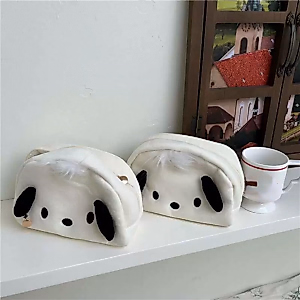 Pencil Pouch Case Holder Large Capacity Pen Box Large Capacity Big Zipper Canvas Makeup Bag Bulk Cosmetics Toiletry Storage (White)