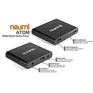 NEUMI Atom 1080P Full-HD Digital Media Player for USB Drives and SD Cards - with HDMI and Analog AV, Automatic Playback and Looping Capability