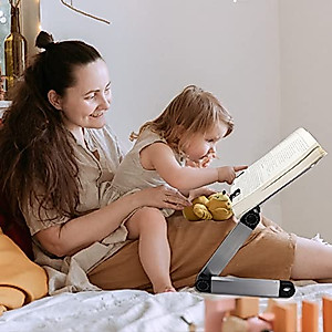 Book Stand Multifunctional Adjustable Laptop Stand Book Holder Tray with Clips Ergonomic Multi Heights Angles Adjustable Cooking Bookstand for Textbook Recipe Magazine Laptop Tablet Portable