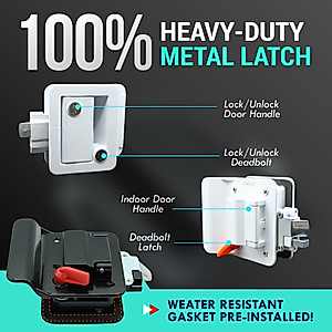 LATCH.IT White RV Door Lock Replacement | RV Door Locks | RV Door Handle w/ 4 Keys | Camper Door Lock | Trailer Door Lock | Camper Lock Replacement | Camper Door Latch only Fits 2.75"x3.75" Lock Hole