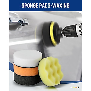 WORKPRO 3 Inch Drill Buffing Pad Kit - 11 Pcs Car Foam Polishing Pads Set, Drill Buffer Polisher Attachment Buffing Kit for Car Polishing, Waxing, Sealing Glaze