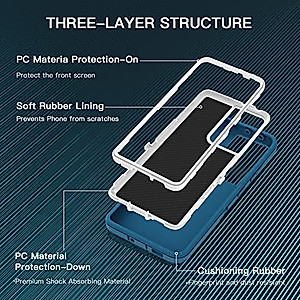 I-HONVA for Samsung Galaxy S21 Ultra Case Shockproof Dust/Drop Proof 3-Layer Full Body Protection [Without Screen Protector] Rugged Heavy Duty Cover Case for Galaxy S21 Ultra 5G 6.8,Turquoise/White