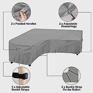 OutdoorLines Waterproof Outdoor Patio Sectional Cover - UV Resistant & Windproof V-Shaped Patio Furniture Covers for Deck, Lawn and Backyard, 420D Heavy Duty Couch Cover 118" L (on Each Side) Gray