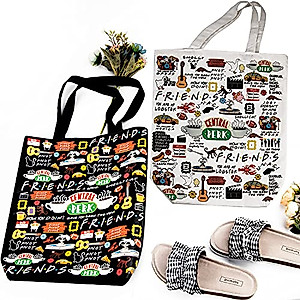 Abctec Friends TV Show Merchandise Tote Bags 2 Pack Large Reusable Grocery Cotton Shoulder Bag Handbag Craft Canvas Bag Friendship Gifts for Friends Fan/Women/Men /Birthday/Christmas Gifts Ideas