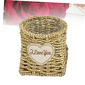 NOLITOY plant pots cover square vases woven flower vase plant pot basket hyacinth planter natural plant pot seagrass flower pot holder hand woven planter storage basket Wooden Straw