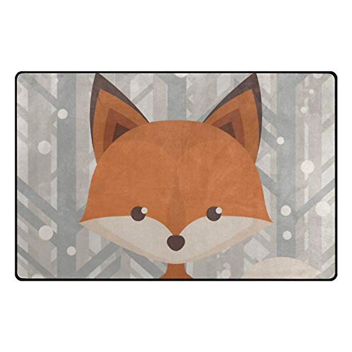 Lightweight Printed Area Rug Carpet Decorative Contemporary Cartoon Fox Pattern Water-Repellent Fade Resistant for Living Room Bedroom 60x39 Inches