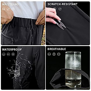 NOUKOW Men's Outdoor Hiking Pants, Quick Dry Lightweight Waterproof Work Pants for Men, Stretch Joggers Golf Travel Pants with 6 Zip Pockets and Belt Dark Grey