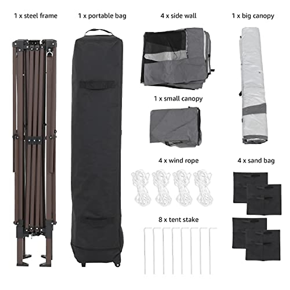 COBANA 13’x13’ Pop Up Gazebo, Outdoor Canopy Tent Shade with Metal Frame Mosquito Netting for Patio, Garden, Lawn, Backyard, Gray