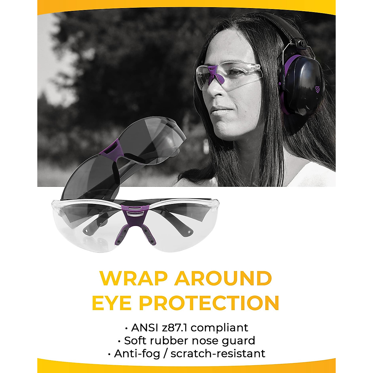 TRADESMART Purple Shooting Ear & Eye Protection with Hard Carrying Case