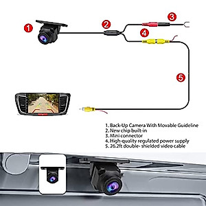 Car Rear View Backup Camera Reverse Wide Angle Night Vision Waterproof Parking Assistance Camera Dynamic Trajectory Guide Line;IP67 Rated Waterproof;High Definiti