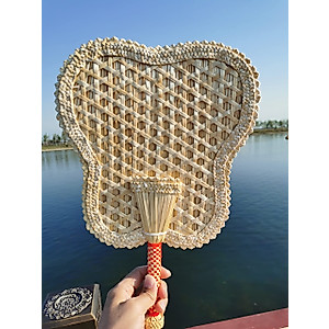 Kailinst Hand Woven Fan,Folding Hand Fan,Wheat Straw Hand Fan,Manual Fan,Hand Fans Women Foldable,Suitable for Summer,Barbecue,Decoration(7.2"Petal Fan)