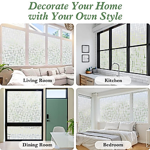 rabbitgoo Window Privacy Film Frosted Glass Window Film, Decorative Privacy Cling, UV Blocking Staic Cling Bathroom Glass Frosting Sticker, Non-Adhesive Front Door Cover, Cross Pattern, 11.8" x 78.7"