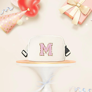 Aganmi Chenille Letter Crossbody Bags for Women Trendy, Waterproof Fanny Packs for Women Cross Body, Initial Letter Belt Bag with Multiple Inner Pockets and Adjustable Strap,N