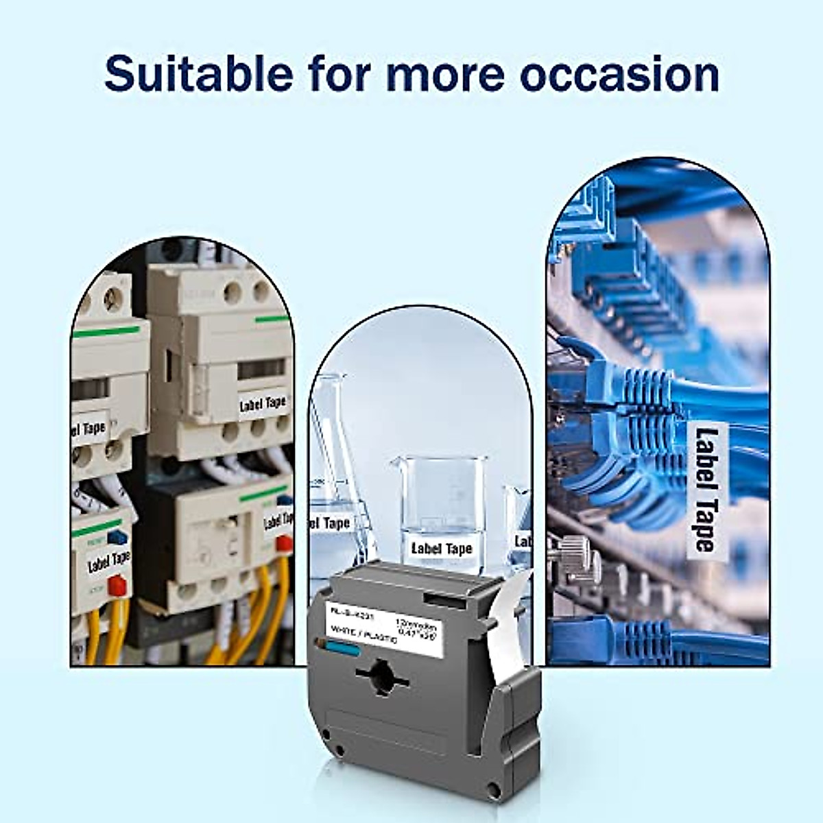 ISTAR Compatible Label Tape Replacement for Brother P-Touch M-K231 MK231 M231 M-K231S to use with Label Maker PT-M95 PT-90 PT80 PT70 PT-65, 0.47 Inch (12mm) x 26.2 Feet (8m), Black on White, 6-Pack